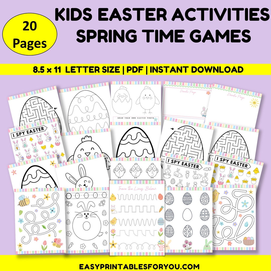 Easter Activity Bundle: Kids Games, Coloring Pages, Mazes (PDF) - Etsy