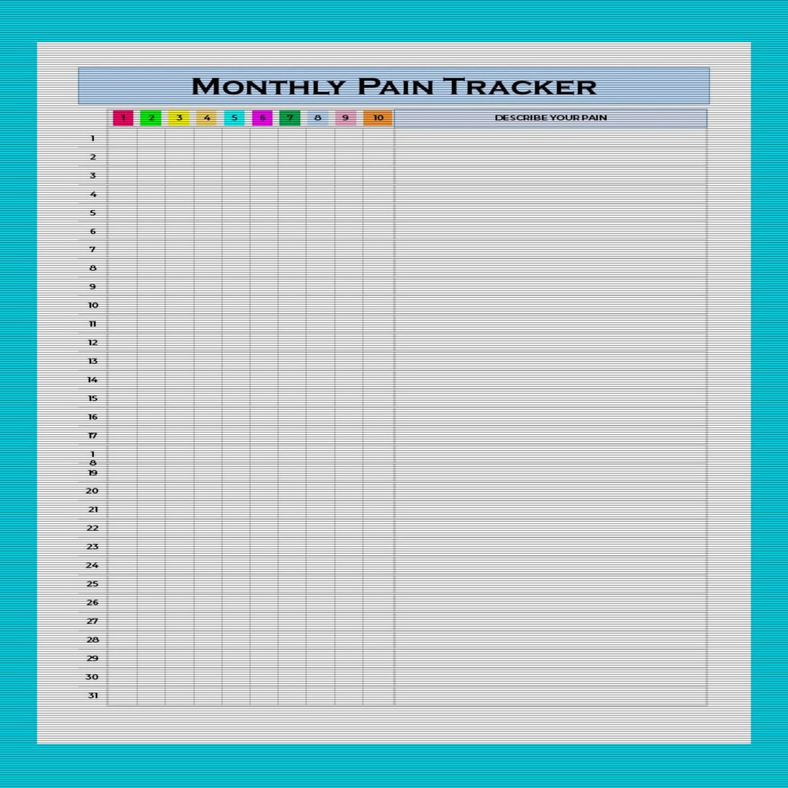 Pain Tracker Health Tracker Symptom Tracker Chronic Pain | Etsy