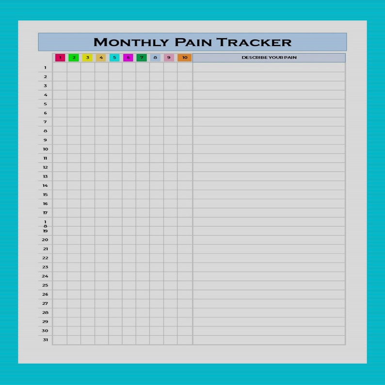 Monthly Pain Tracker Bundle: Health & Symptom Log (digital Download) - Etsy