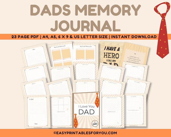 Fathers Journal Dad Memory Journal Fathers Memory Dad - Etsy