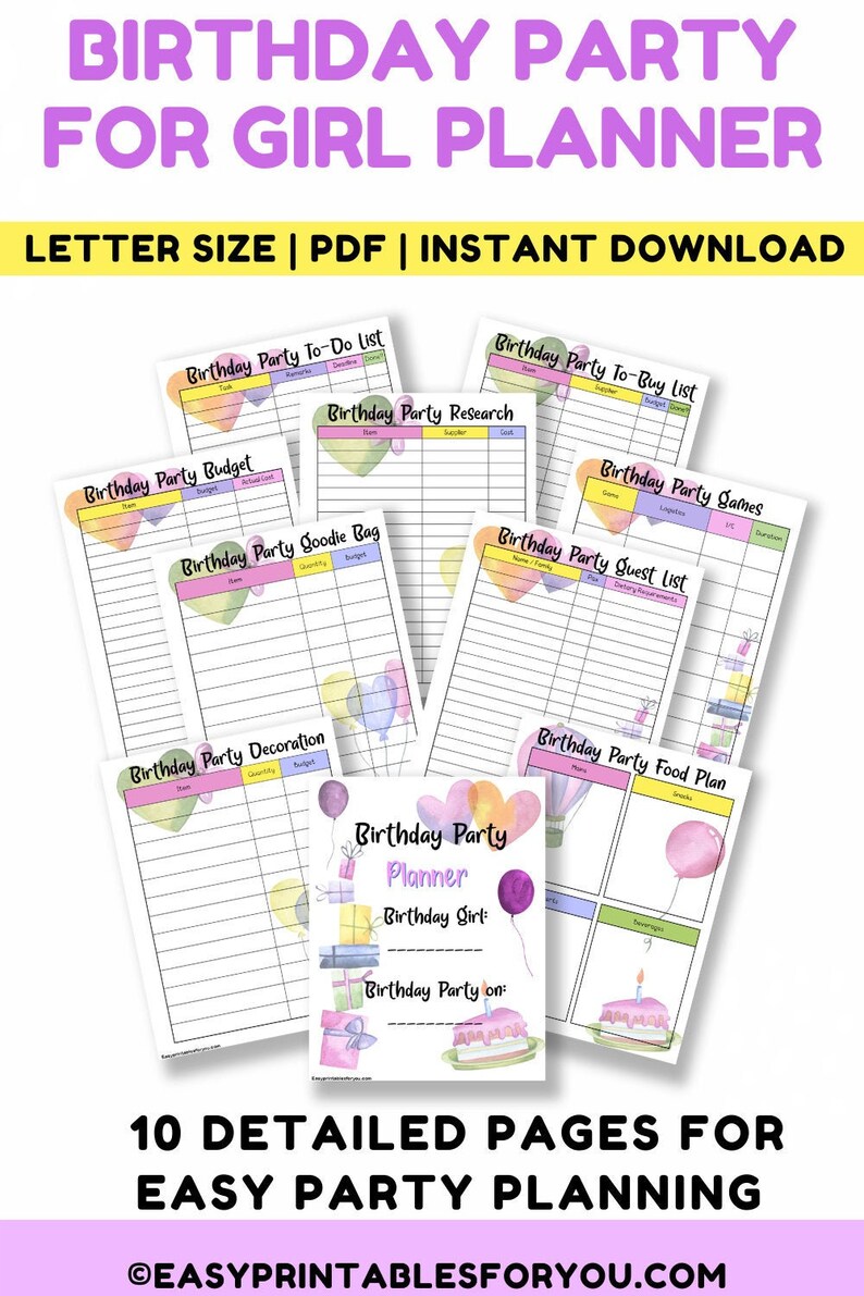 Birthday Party Planner | Party Planner Printable | Birthday Planner Kit ...
