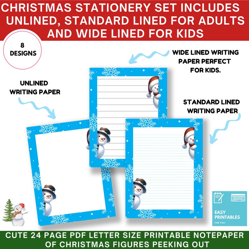 Printable Christmas Stationery, Christmas Stationary Digital Download ...