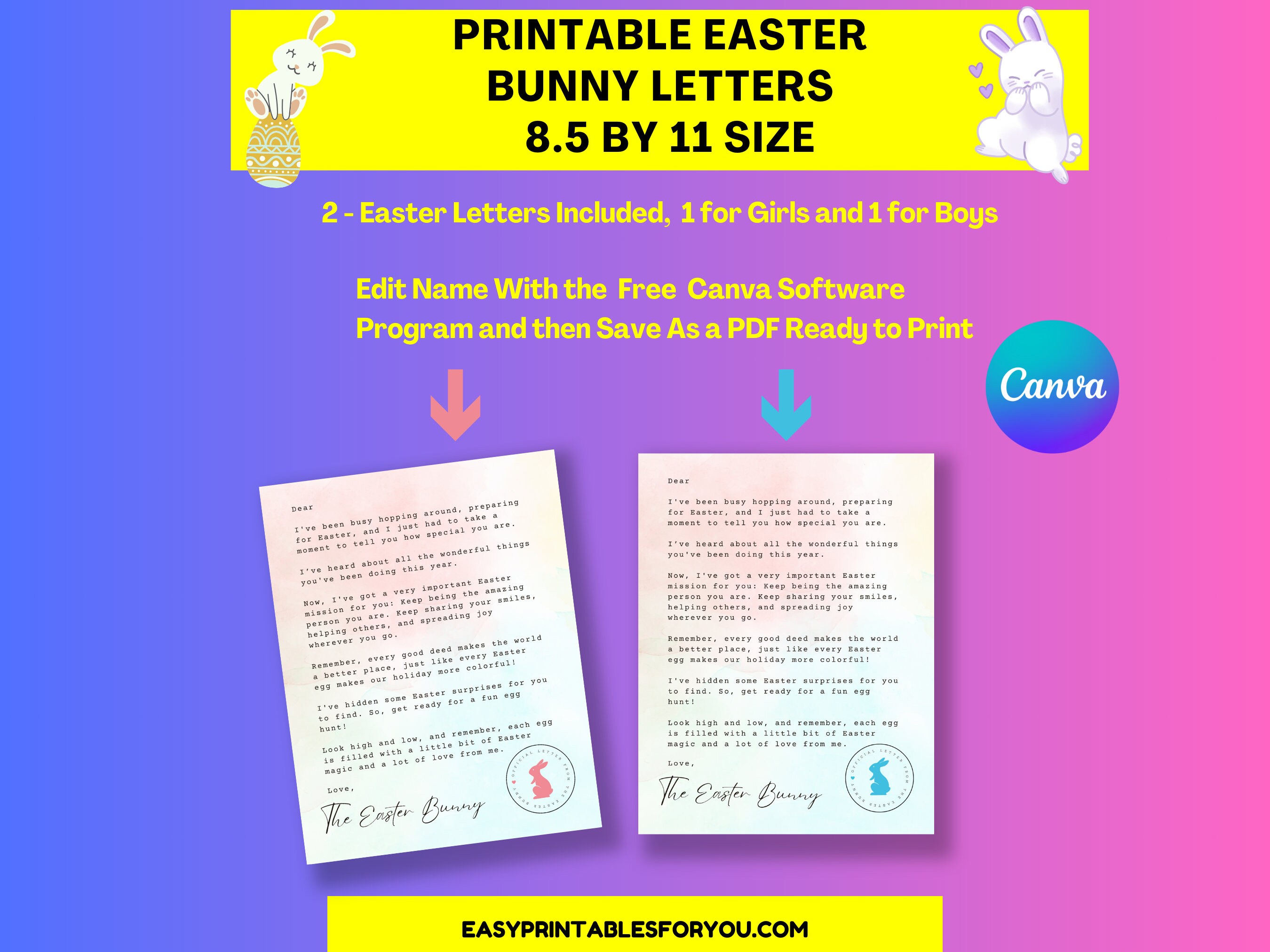 Editable Easter Bunny Letter, Easter Bunny Letter to Child, Easter ...