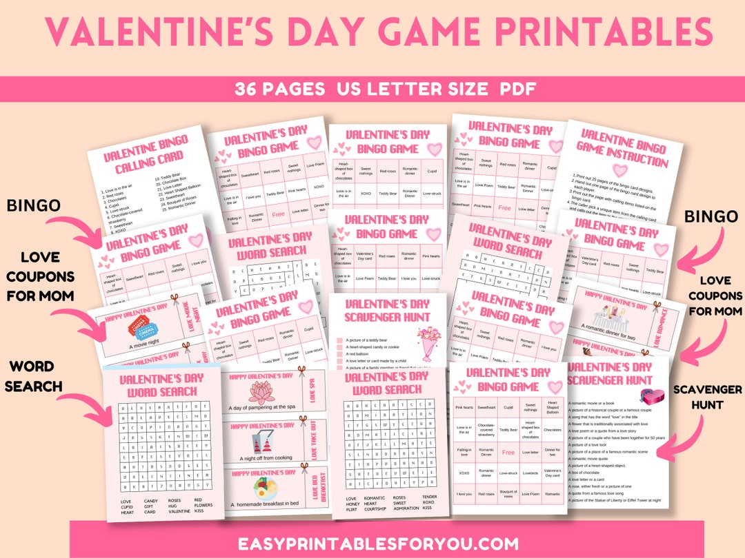 Valentines Day Games Printable, Valentine Games for Kids Classroom ...