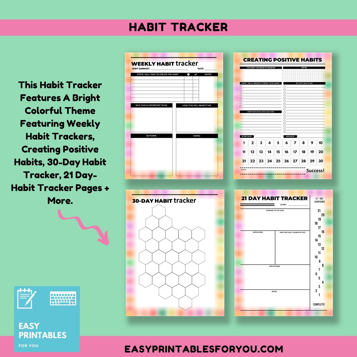Habit Tracker Printable Digital Habit Tracker Daily Habit - Etsy