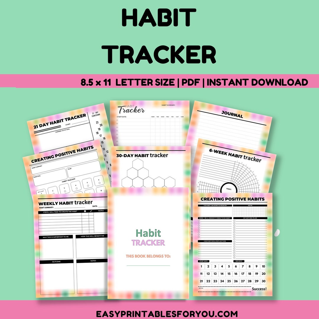 Habit Tracker Printable, Digital Habit Tracker, Daily Habit Tracker ...