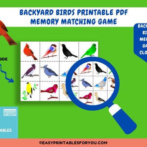 Birds Matching Game | Birds Memory Match Game | Printable Memory Cards ...