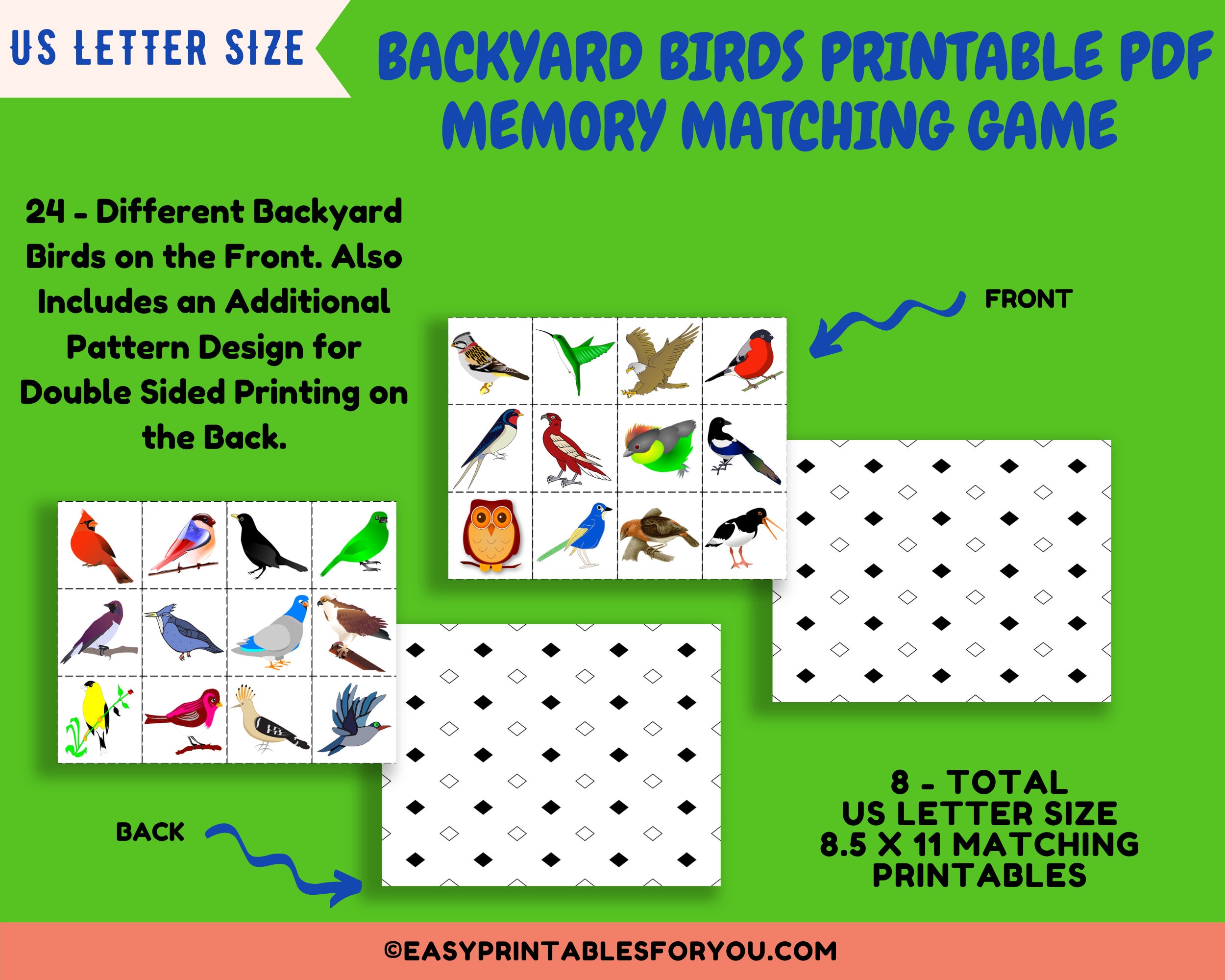 Birds Matching Game | Birds Memory Match Game | Printable Memory Cards ...