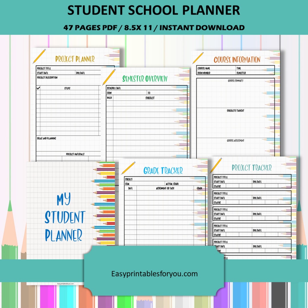 Student Planner Printable | Student Planner Notebook Paper | | Student ...