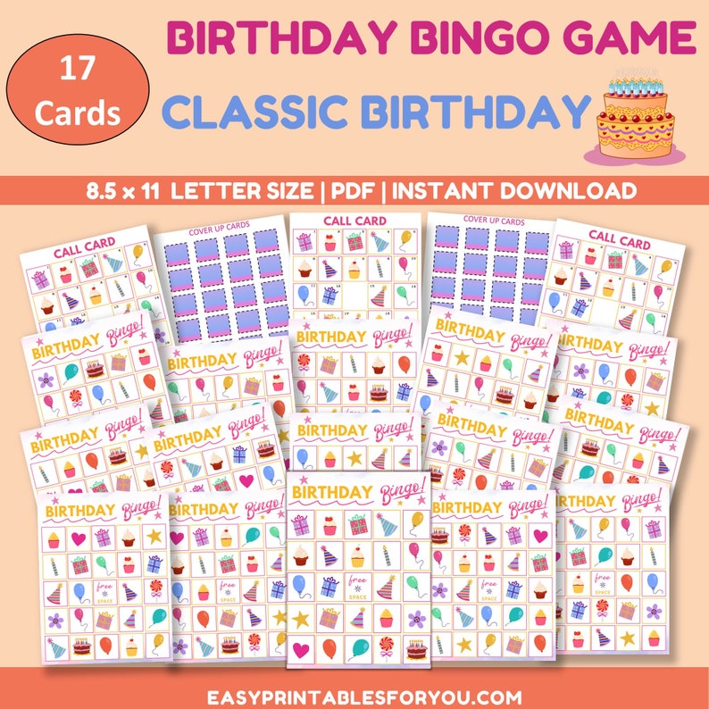 Birthday Bingo Printable Birthday Bingo Card Birthday Bingo - Etsy