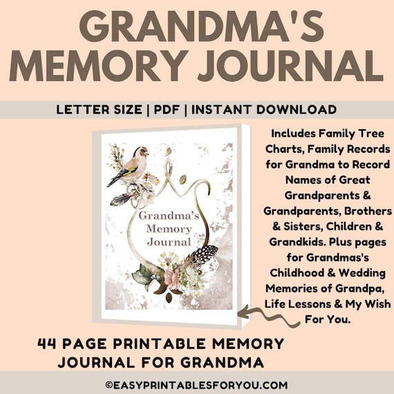 Grandma Memory Book Grandparent Memory Journal Grandmother | Etsy