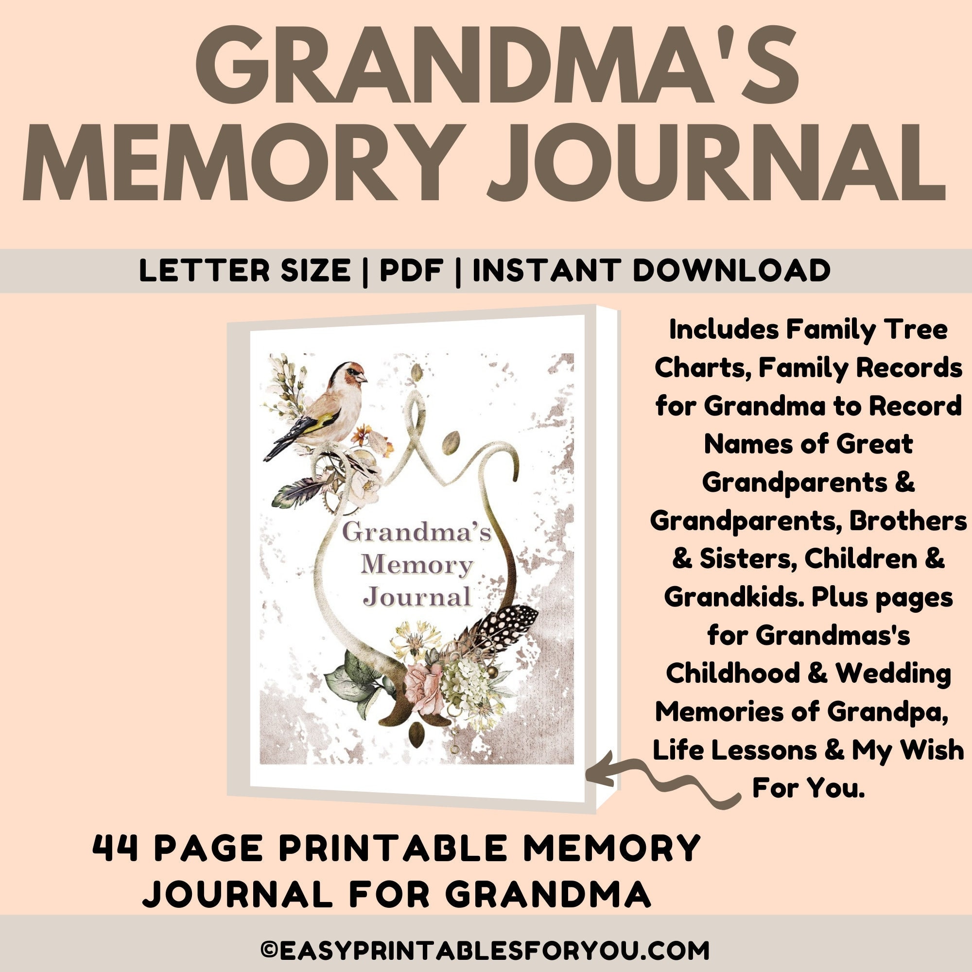 Grandma Memory Book Grandparent Memory Journal Grandmother Legacy Great ...