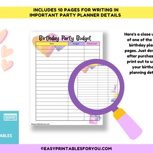 Birthday Party Planner | Party Planner Printable | Birthday Planner Kit ...