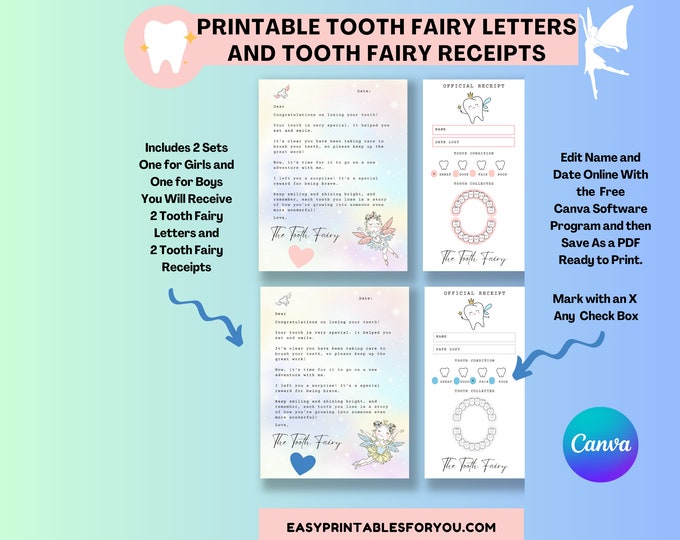 Printable Tooth Fairy Report Card, Kids Lost Tooth Keepsake (digital ...