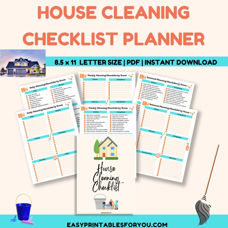 House Cleaning Checklist Printable: Daily, Weekly, Seasonal (PDF) - Etsy