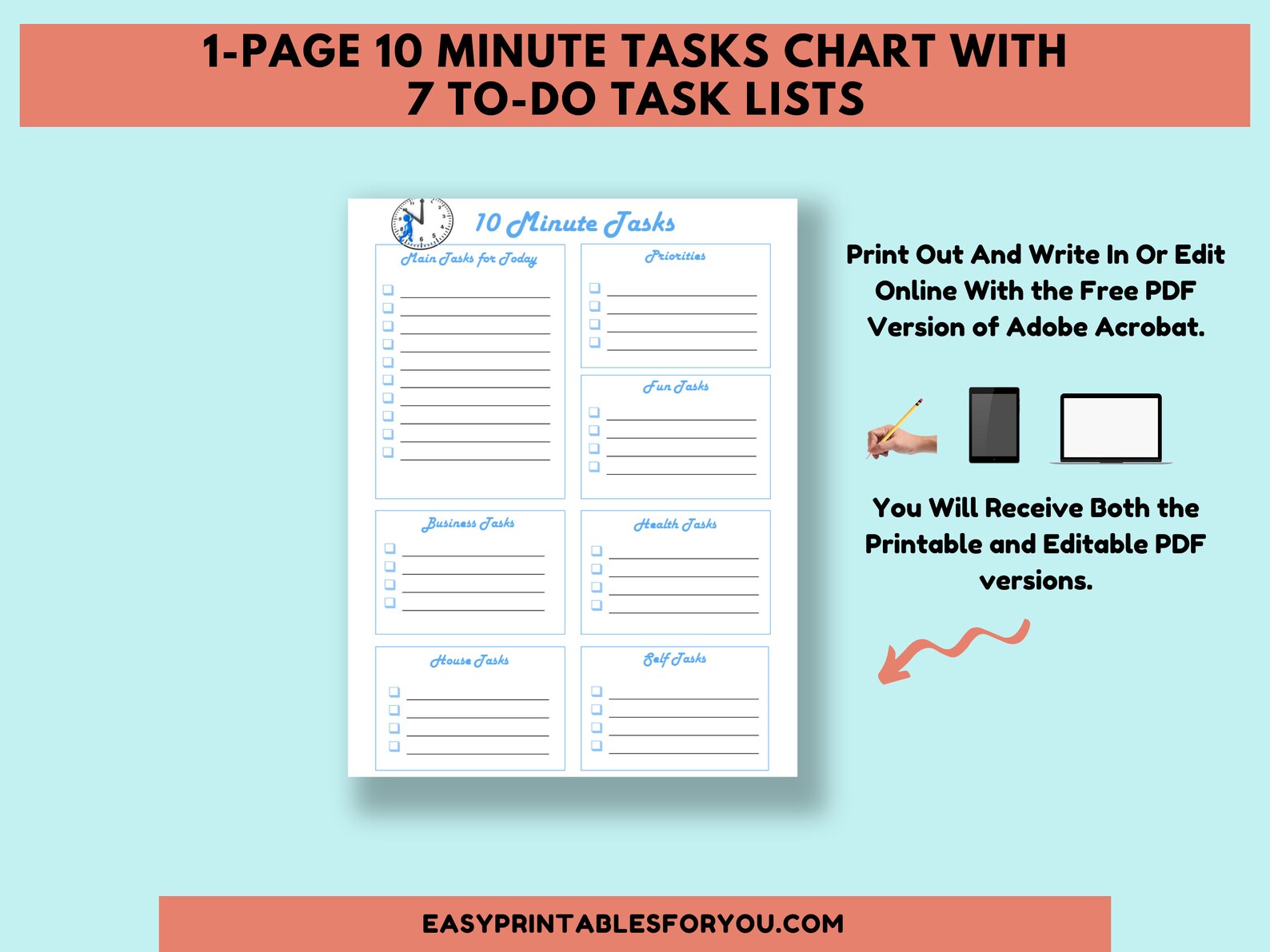 Task Tracker Printable, Task Planner, Editable Task List, Editable to ...