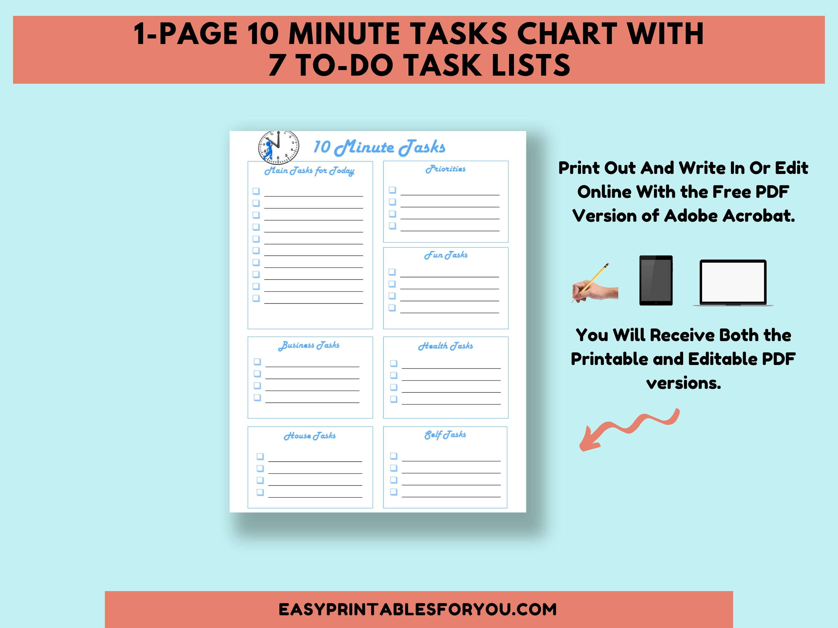 Task Tracker Printable, Task Planner, Editable Task List, Editable to ...