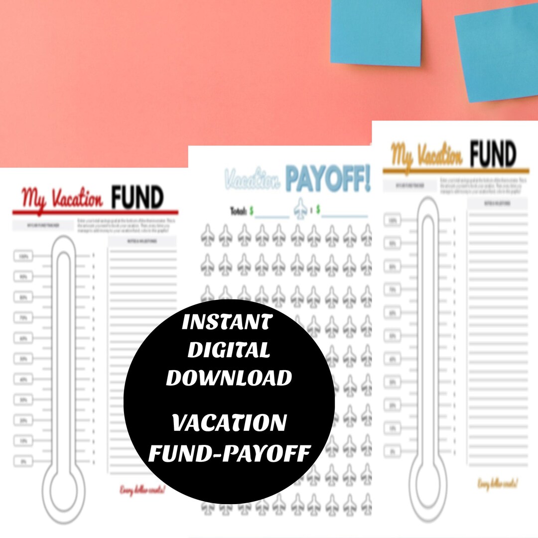 Vacation Fund Tracker, Vacation Payoff, Vacation Savings, Debt Payoff ...