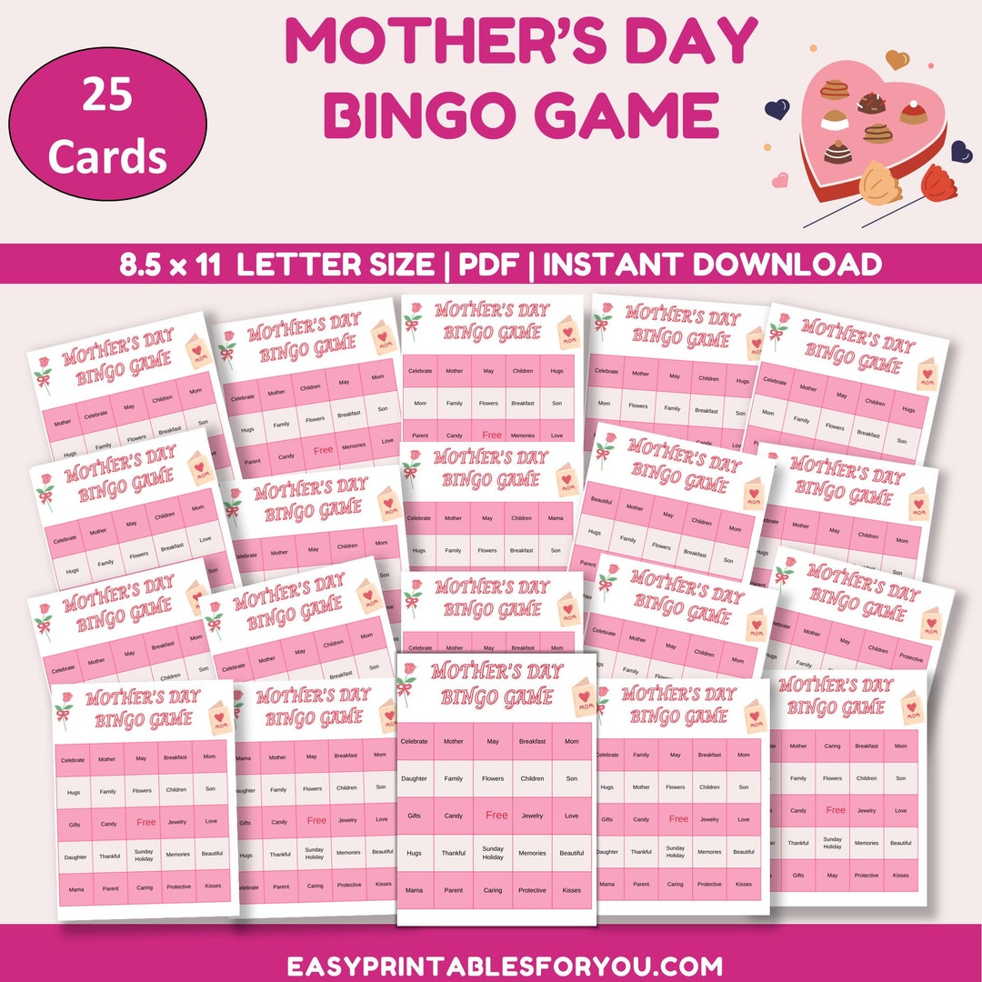 Mother's Day Bingo, Mother's Day Bingo Cards, Mothers Day Games ...