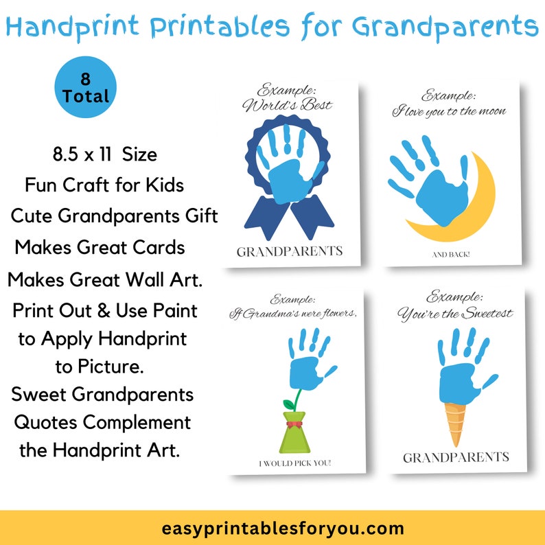 Grandparents Handprint, Grandparents Art, Handprint Gift for ...