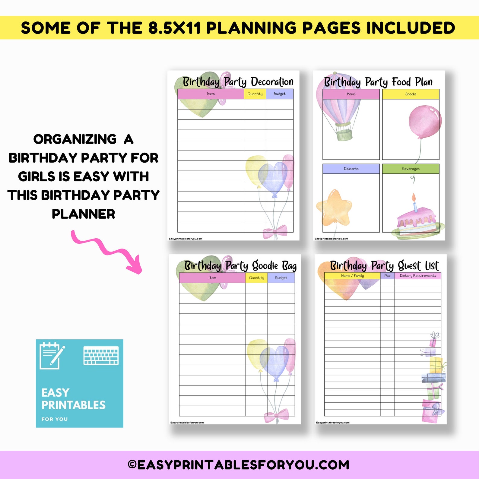 Birthday Party Planner | Party Planner Printable | Birthday Planner Kit ...