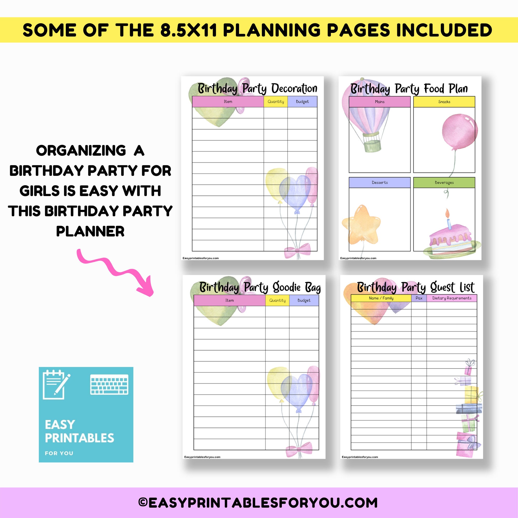 Birthday Party Planner | Party Planner Printable | Birthday Planner Kit ...