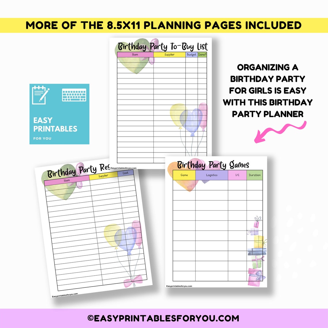 Birthday Party Planner Party Planner Printable Birthday Planner Kit ...
