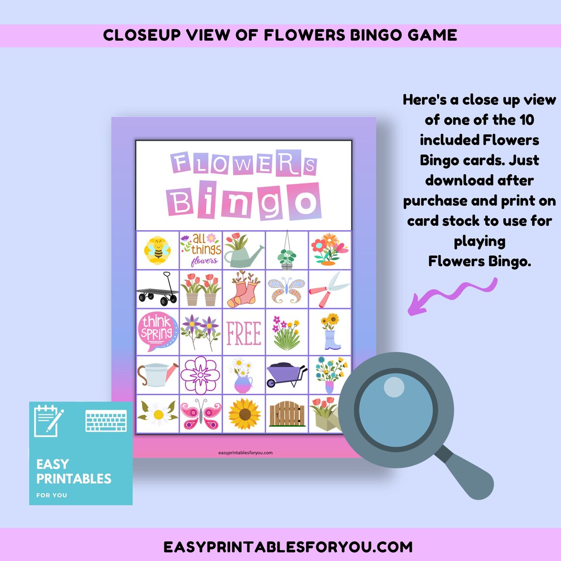 Flowers Bingo Bingo Game Printable Bingo Game Set Bingo - Etsy