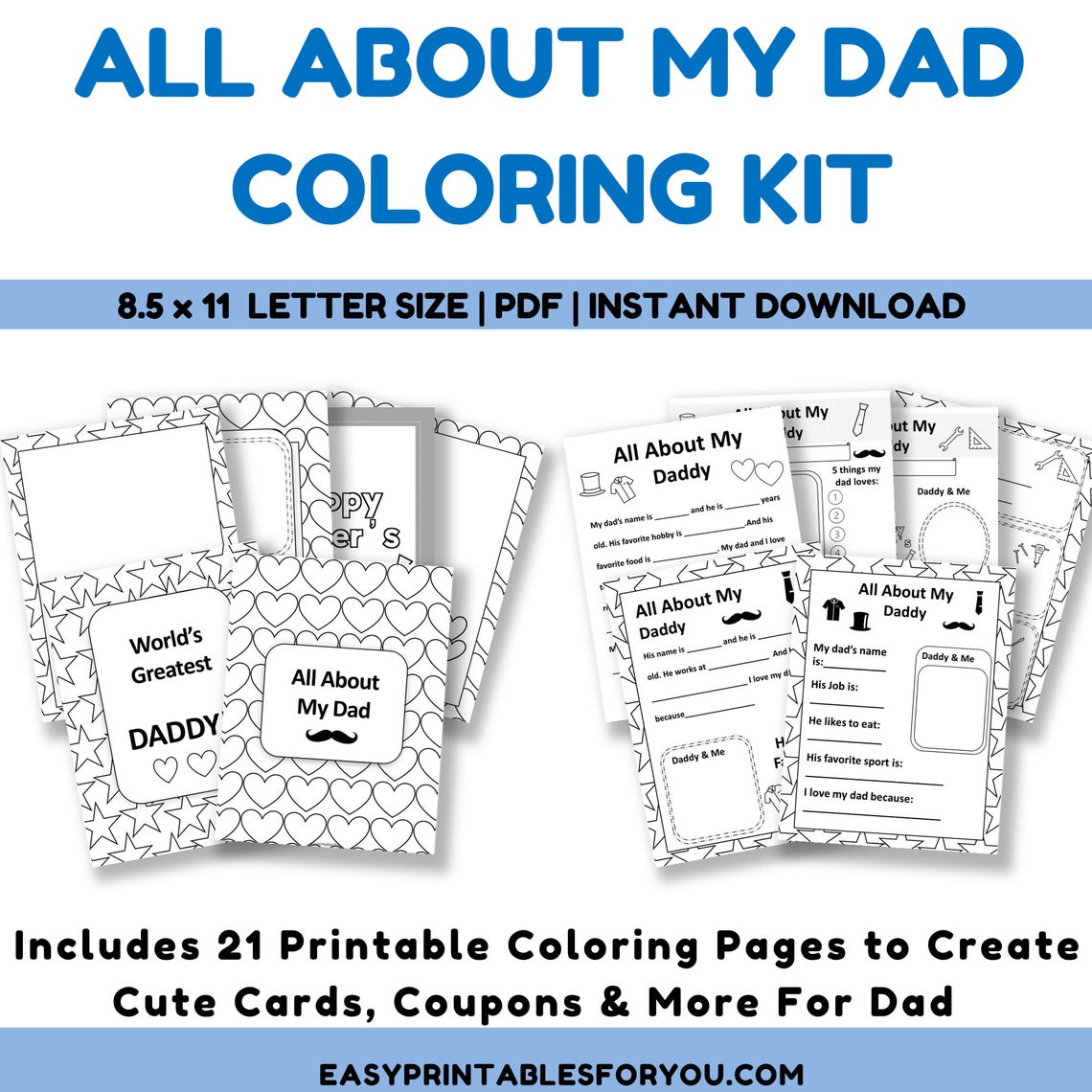 Fathers Day Coloring Card Printable Fathers Day Coloring - Etsy