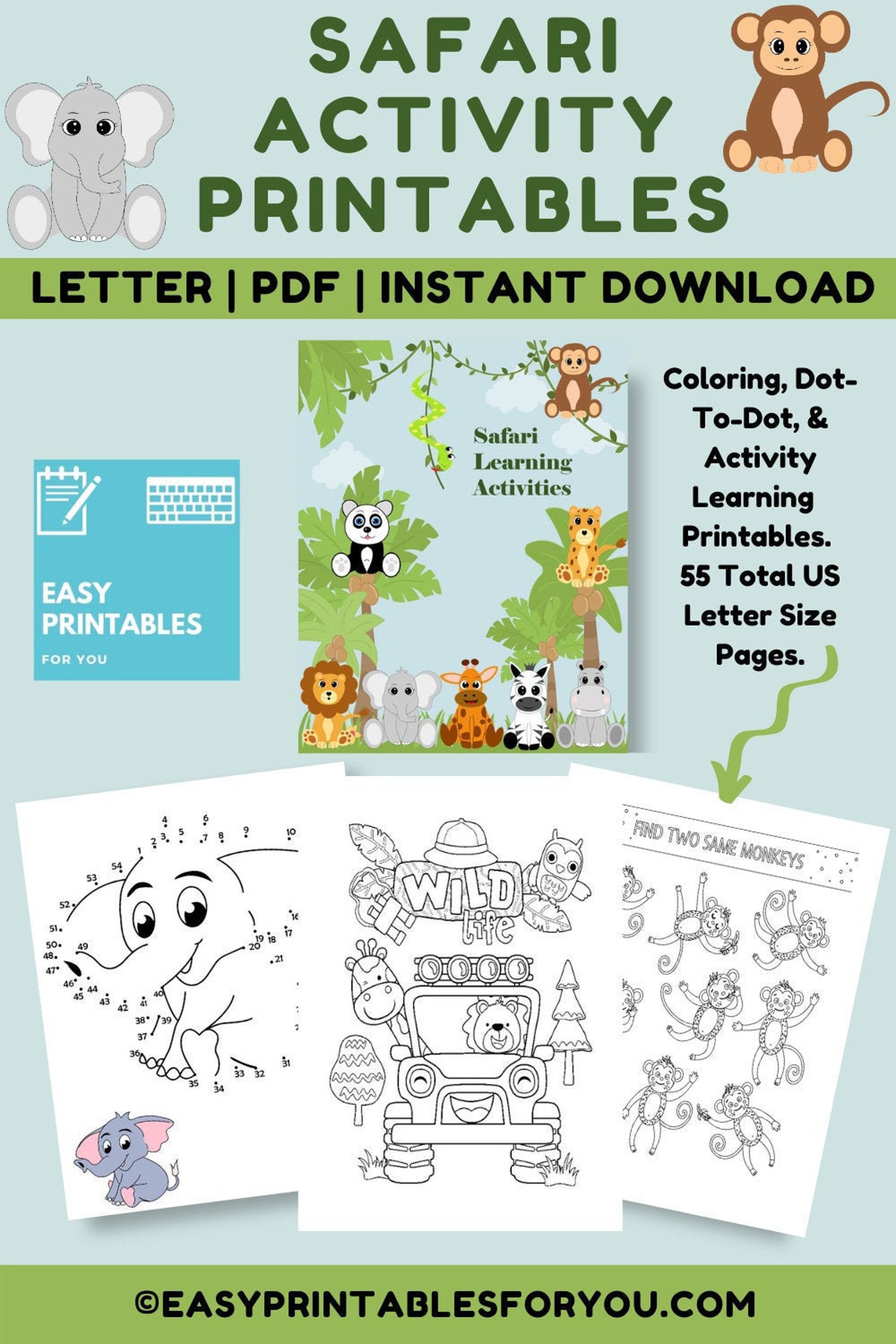 Safari Coloring Pages | Dot to Dot Printable | Activity Printable for ...