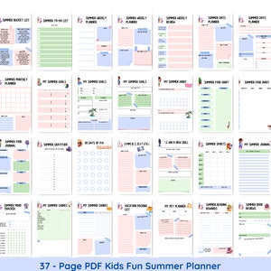 Kids Summer Planner Printable Summer Bundle, Summer Checklist ...