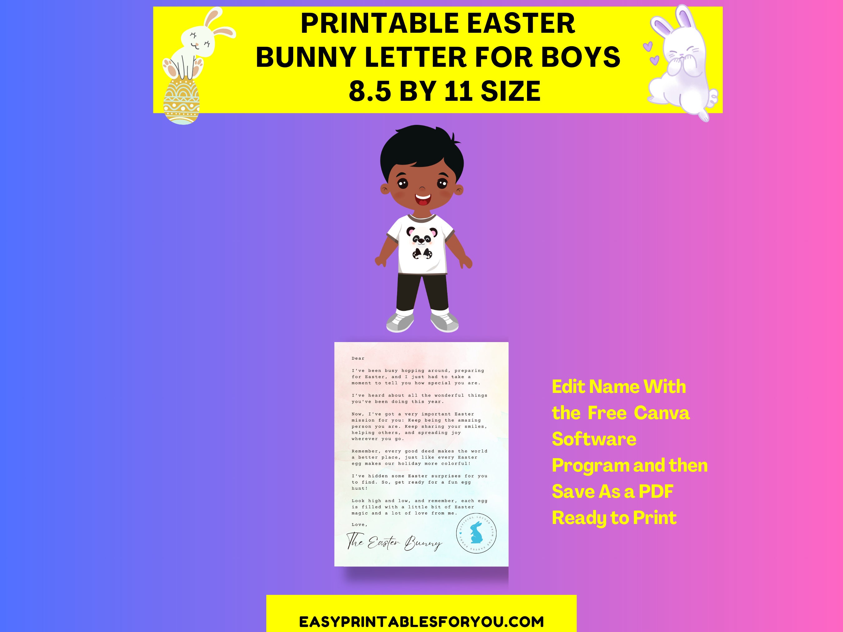 Editable Easter Bunny Letter, Easter Bunny Letter to Child, Easter ...