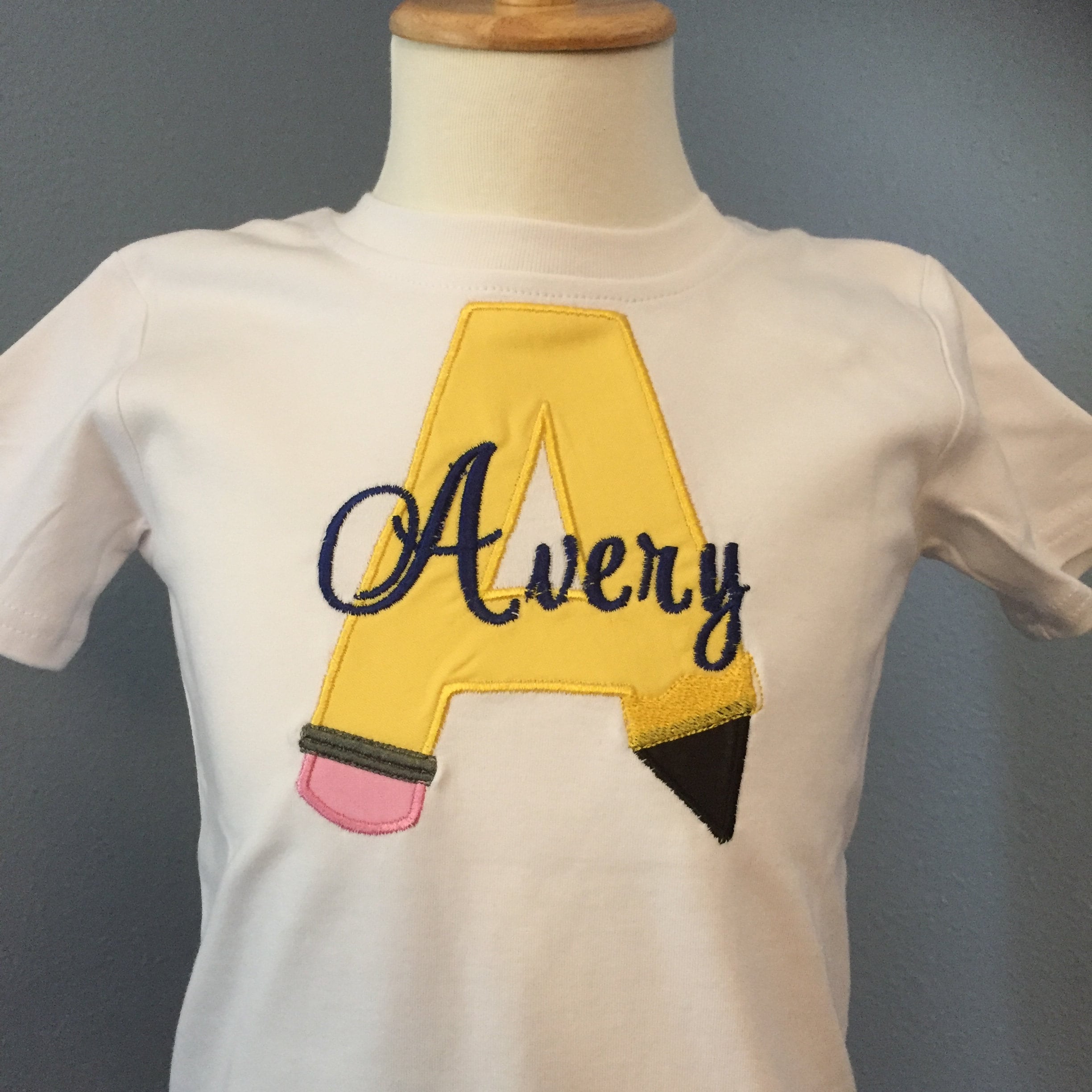 School Learn Read Alphabet Pencil Embroidery Appliqued T-shirt and ...