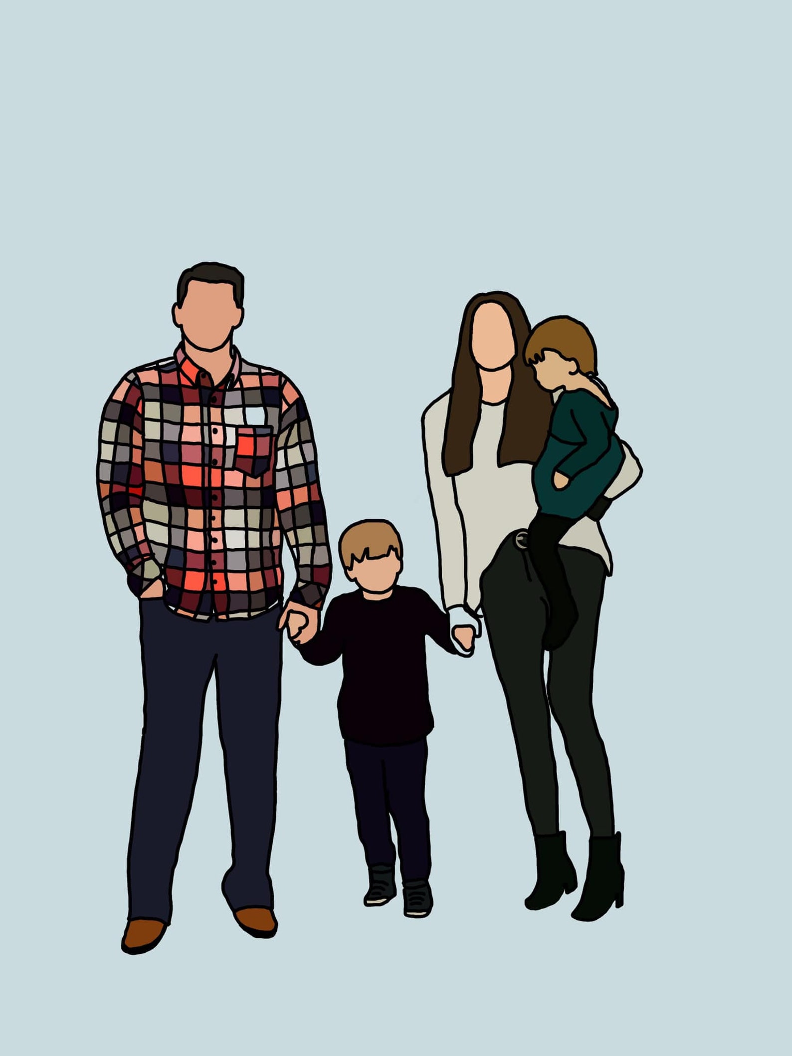 Faceless Group Portrait Print, Custom Portrait From Photo, Digital ...