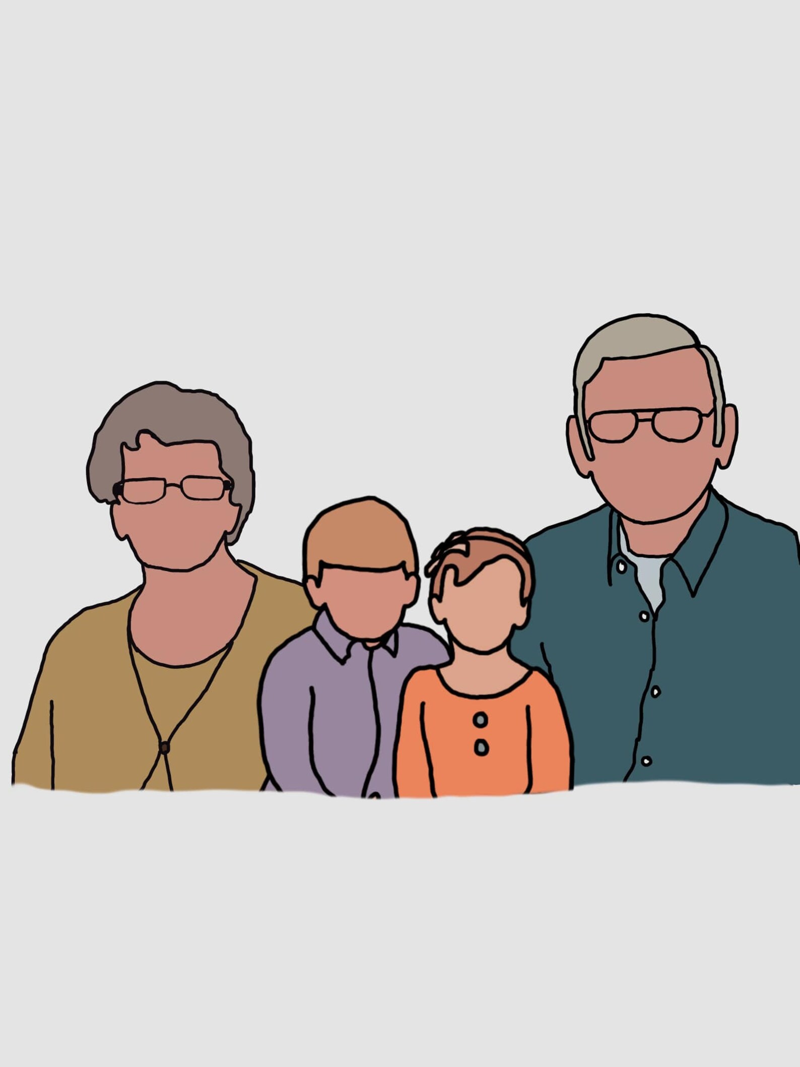 Faceless Group Portrait Print, Custom Portrait From Photo, Digital ...