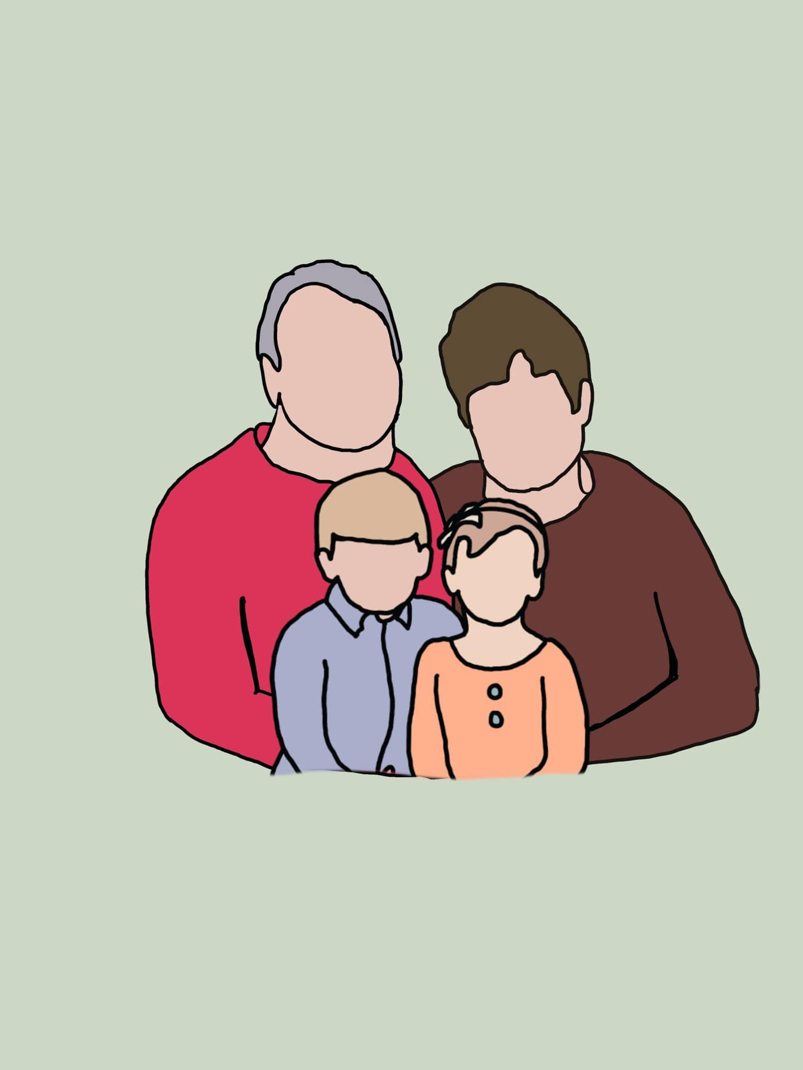 Faceless Group Portrait Print, Custom Portrait From Photo, Digital ...