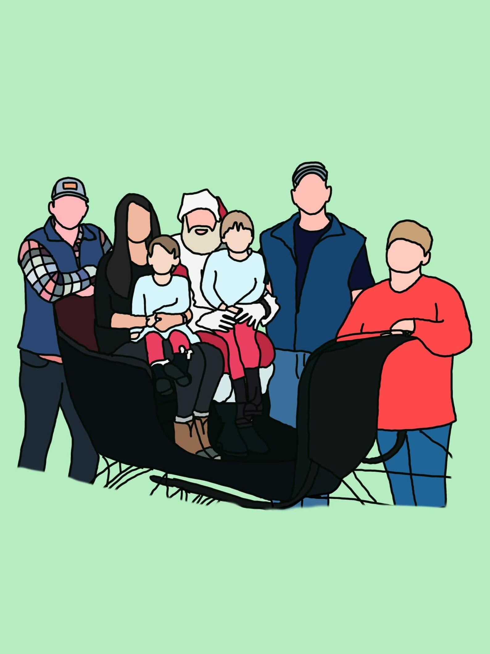 Faceless Group Portrait Print, Custom Portrait From Photo, Digital ...