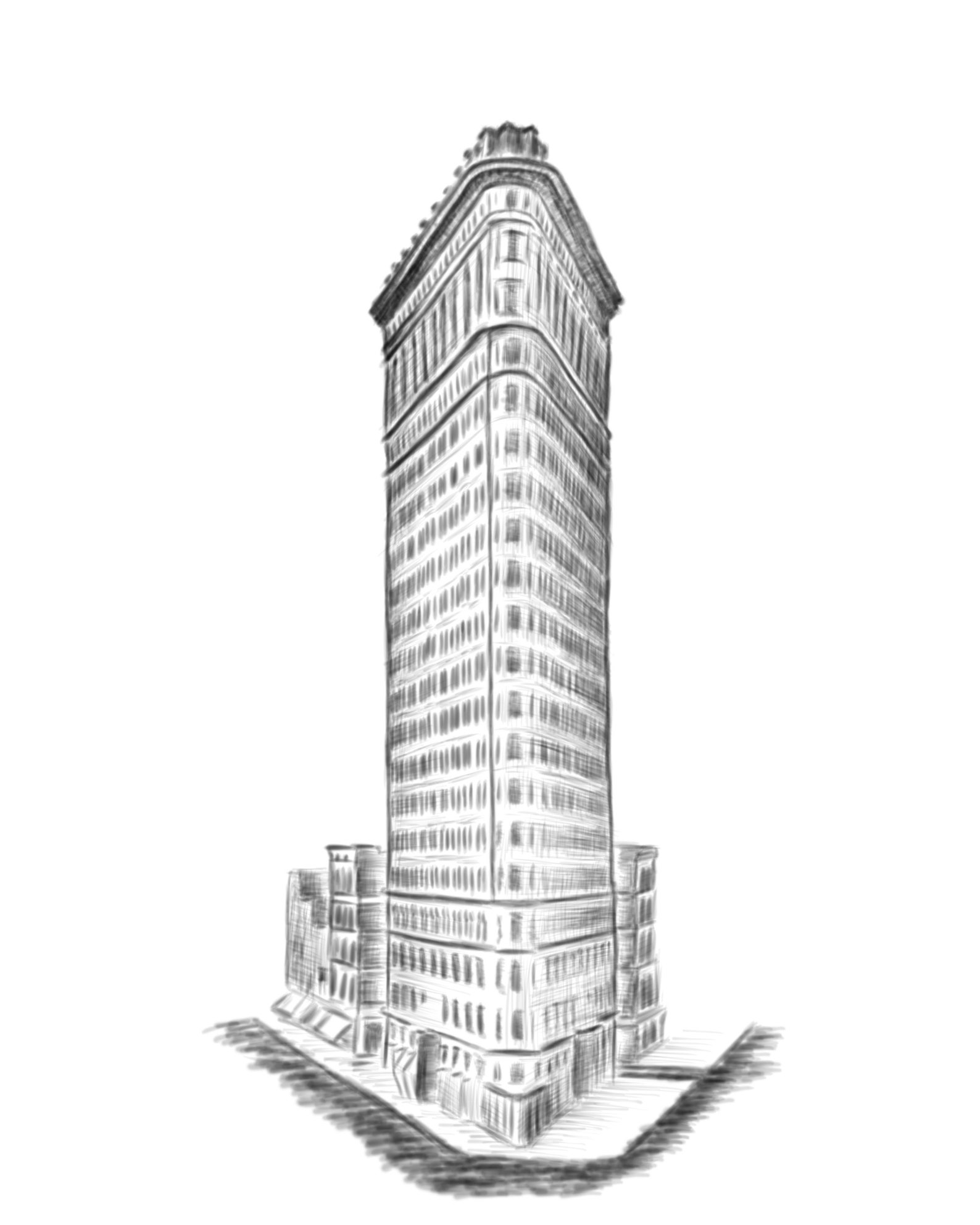 Flatiron Building Sketch Art Hand Drawn Art Famous Landmark | Etsy