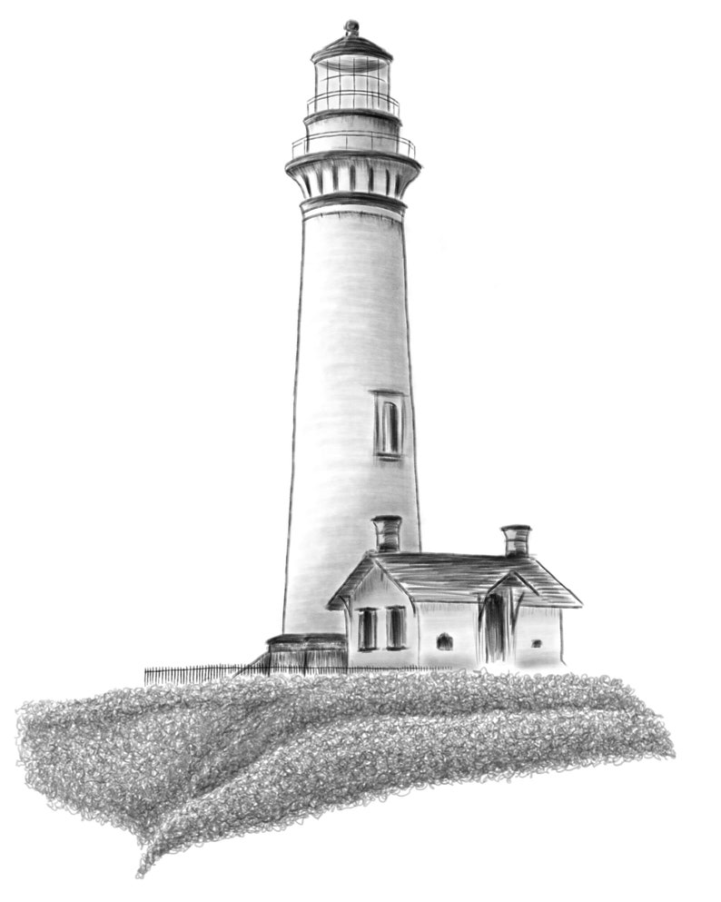 Lighthouse Drawing Sketch Art Hand Drawn Art Pigeon Point | Etsy