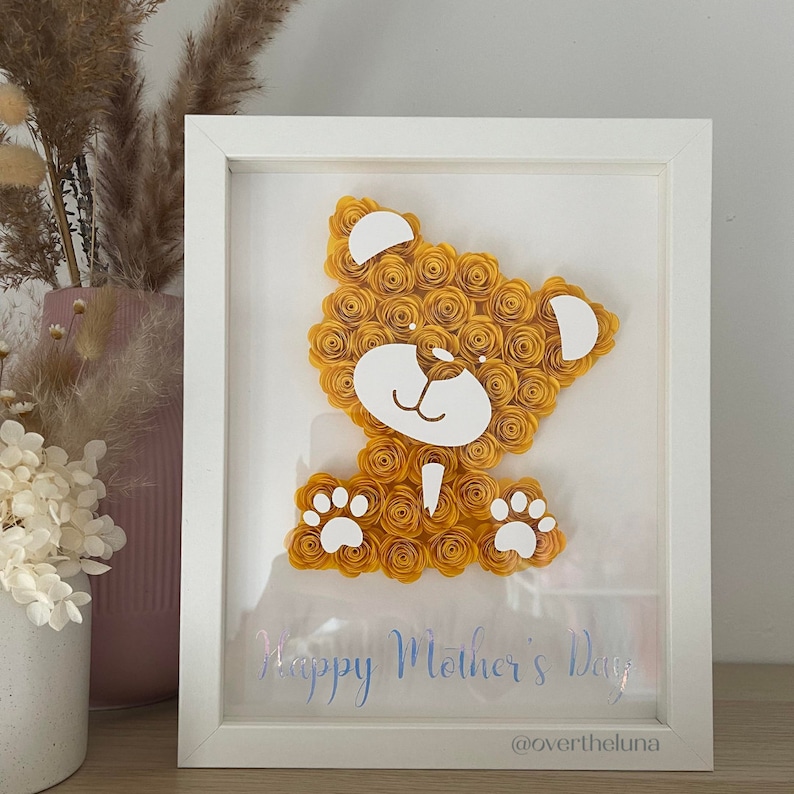 Teddy Bear Flower Box Rose Box Paper Flower Shadow Box - Etsy