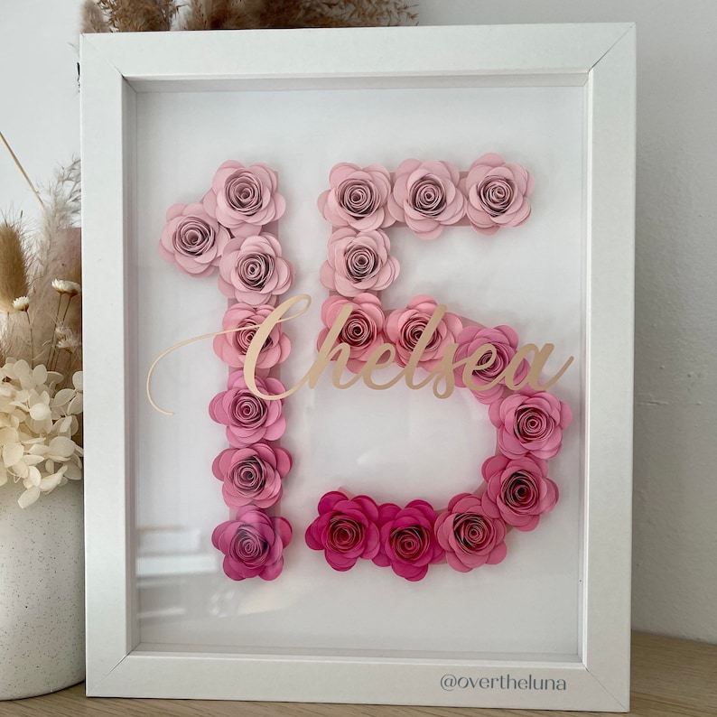 Ombre Number Flower Box | Paper Rose Gift Box | Customized Gift for ...
