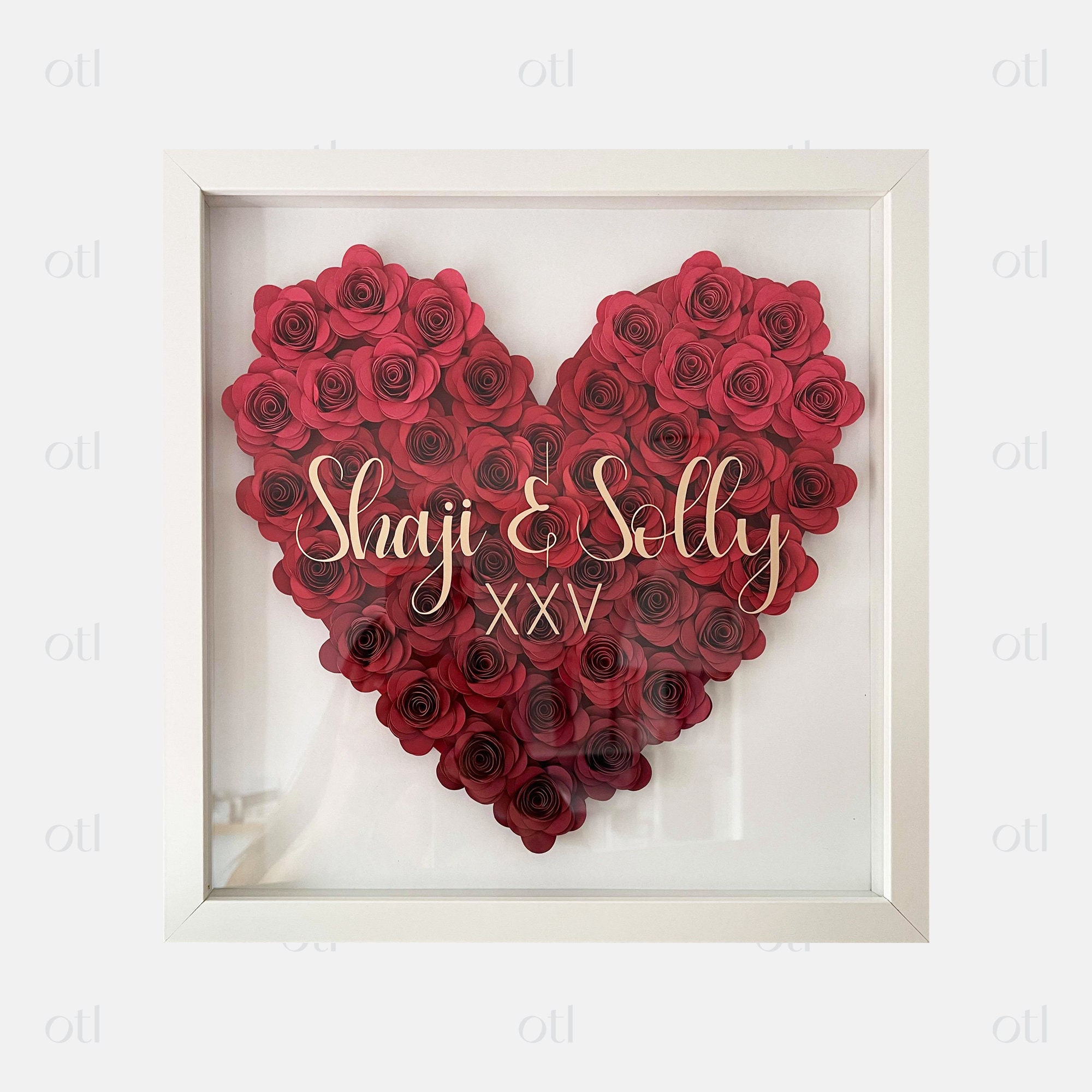 Ombre Heart Flower Box | Paper Rose Shadow Box | Customized Gift for ...
