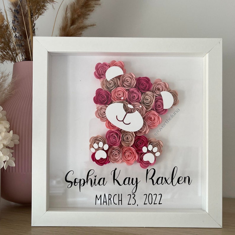 Teddy Bear Flower Box Rose Box Paper Flower Shadow Box - Etsy
