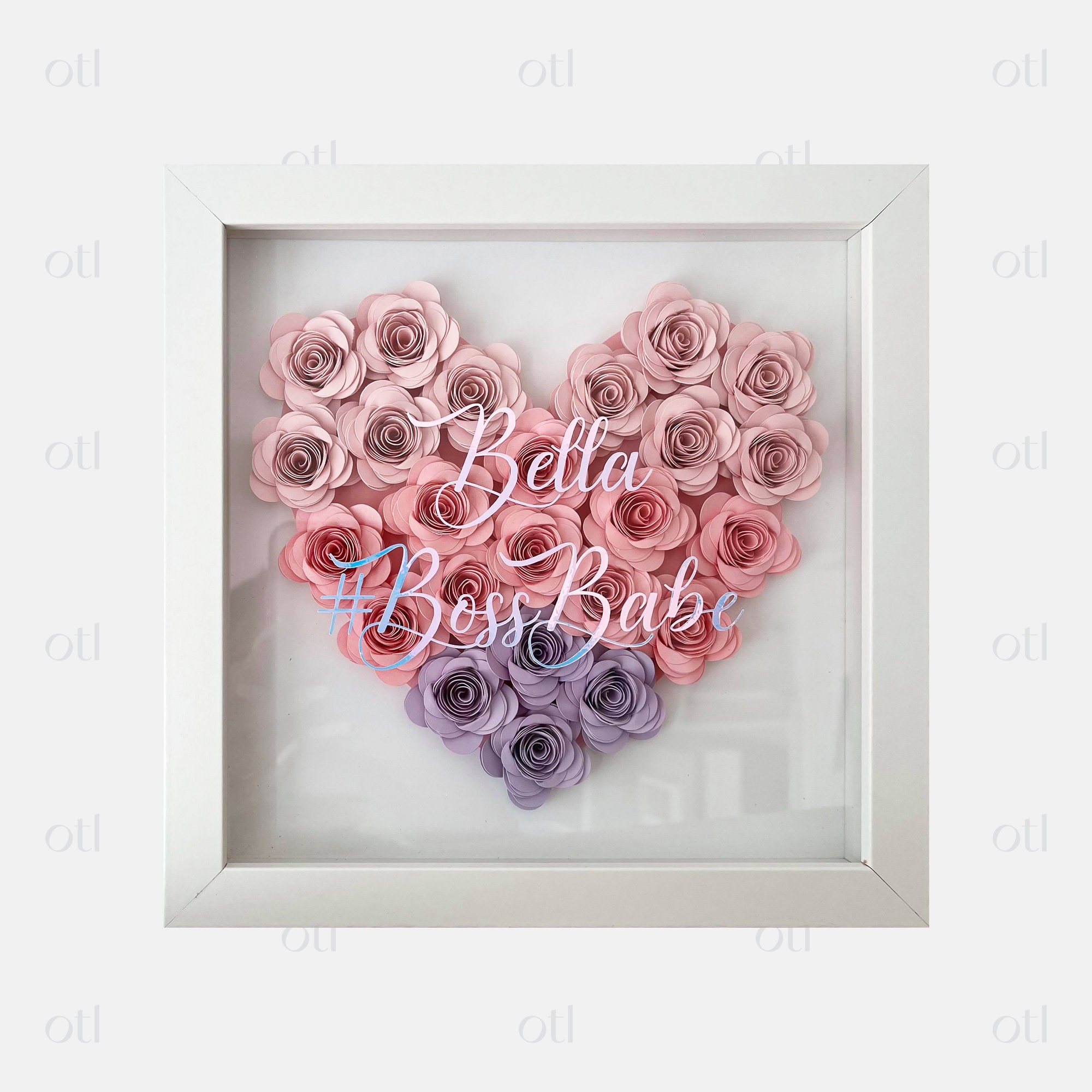 Ombre Heart Flower Box | Paper Rose Shadow Box | Customized Gift for ...