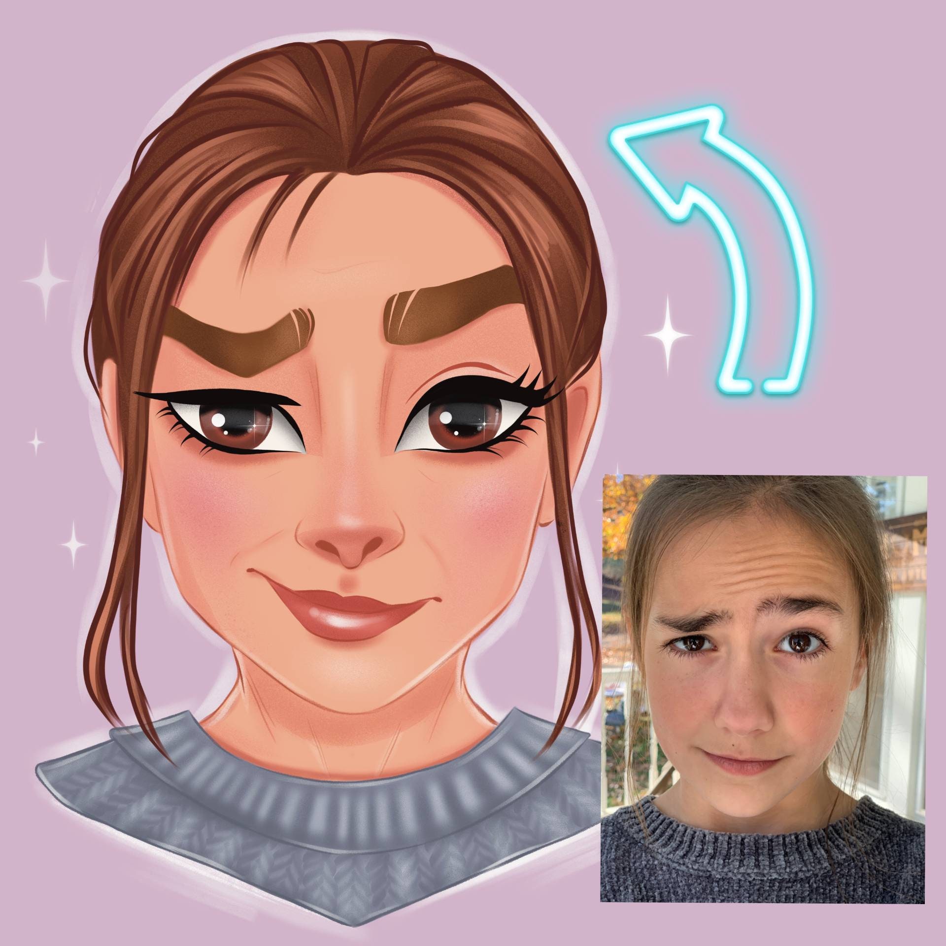 Custom Portrait in Disney Style Custom Cartoon Portrait for | Etsy