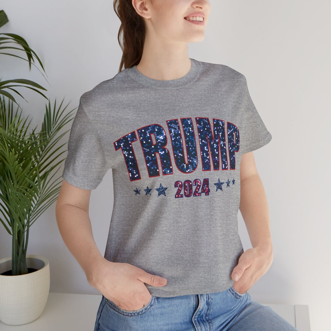 Trump President Sequin Shiny 2024 Unisex Short Sleeve Tee - Etsy