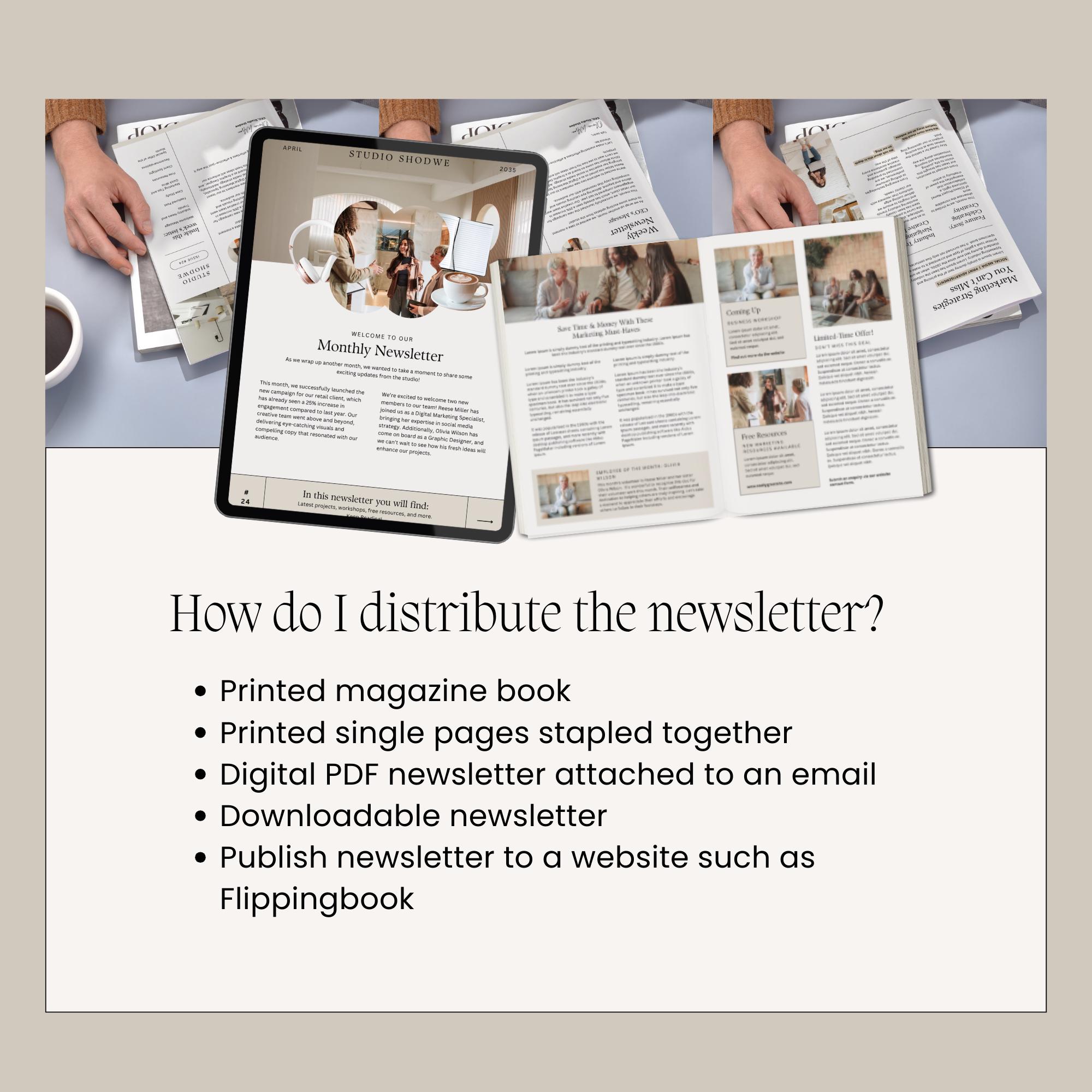 20 Page Monthly Newsletter Editable Canva Template in an Aesthetic ...