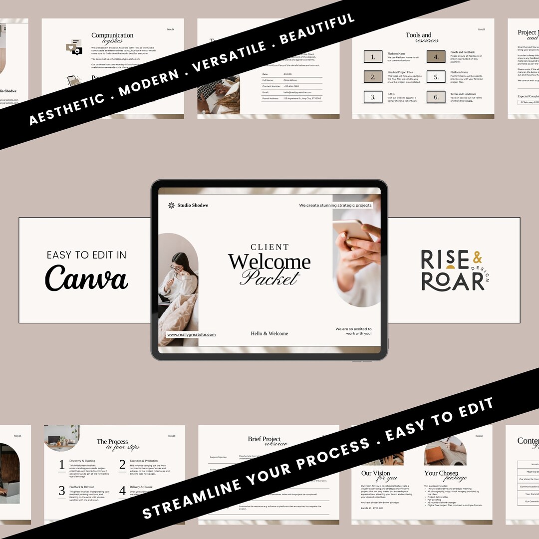 Client Welcome Packet Editable Canva Template | Aesthetic, Modern, Easy ...
