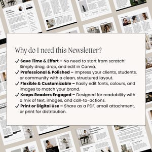 Editable Monthly Newsletter Template: Chic Minimalist Design (canva, A4 ...