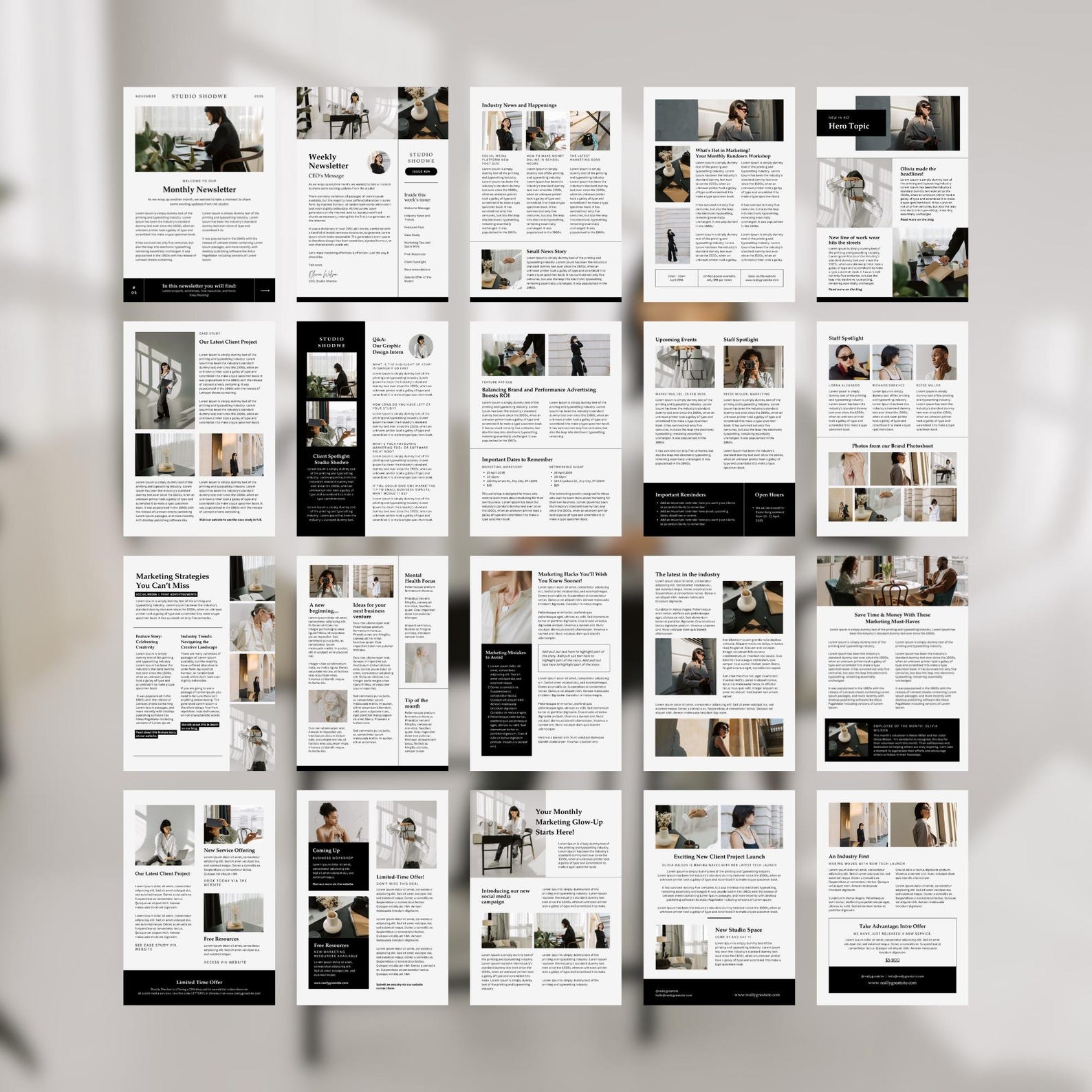 Editable Monthly Newsletter Template: Chic Minimalist Design (canva, A4 ...